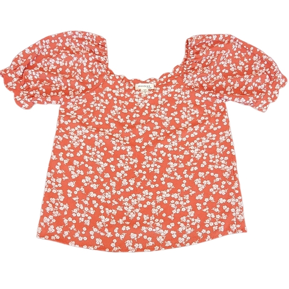 Monteau | Tops | Monteau Floral Scalloped Top Boho Top Floral Top ...